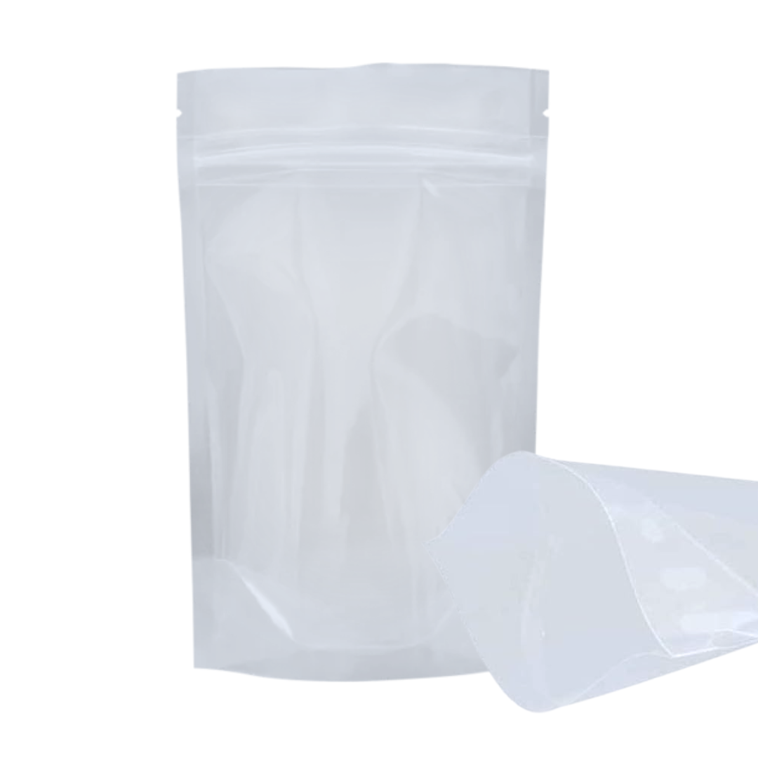 130 x 200 + 40 mm Matte Stand-Up Bag with Expandable Base Resealable Z ...